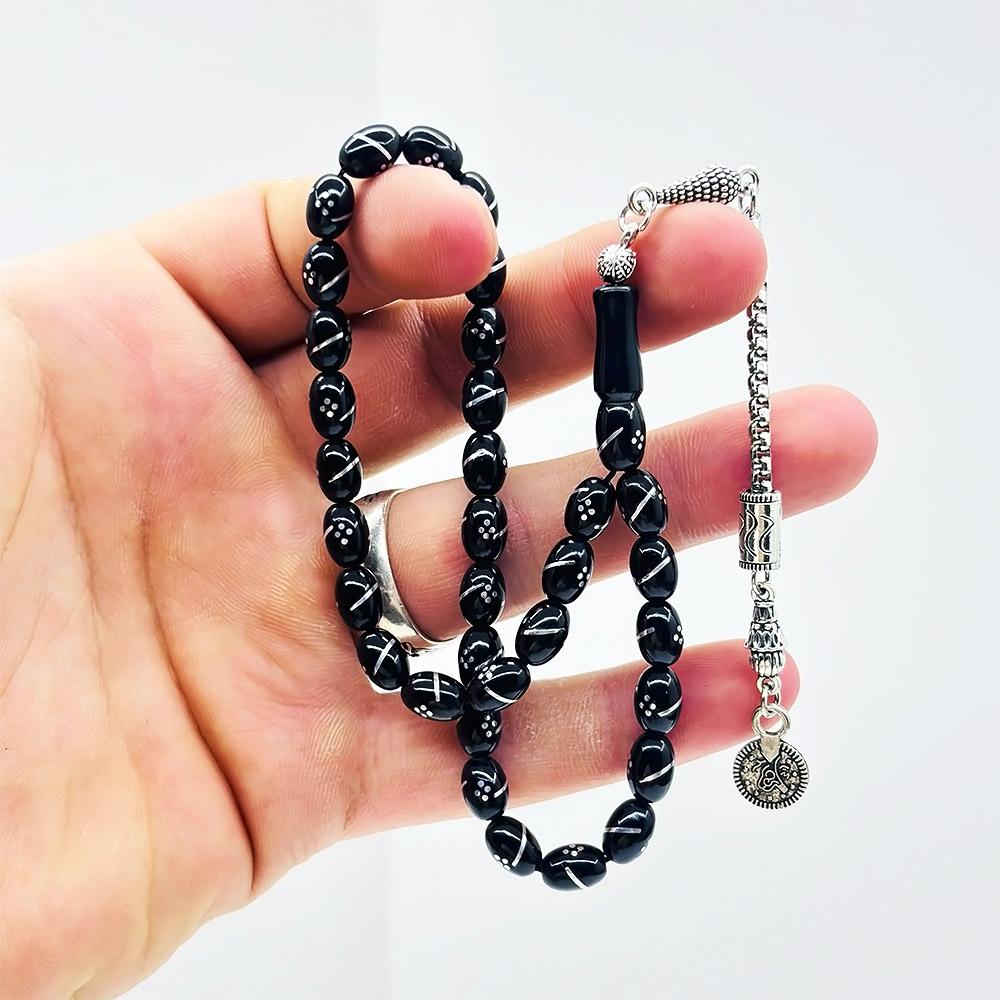 Yan Yarma ve Baklava Dilimi İşlemeli Gürcistan Taşı Tesbih